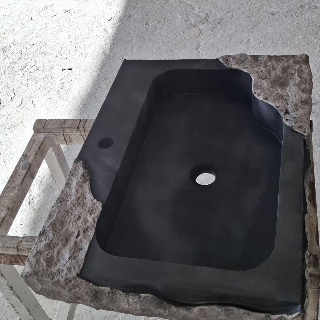 Basalt Stone Sink – Wall Mounted & Countertop Basin | Handmade Natural ...