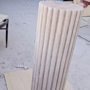 Classical Fluted Stone Column Pedestal Table, Greek Roman Style Console ...