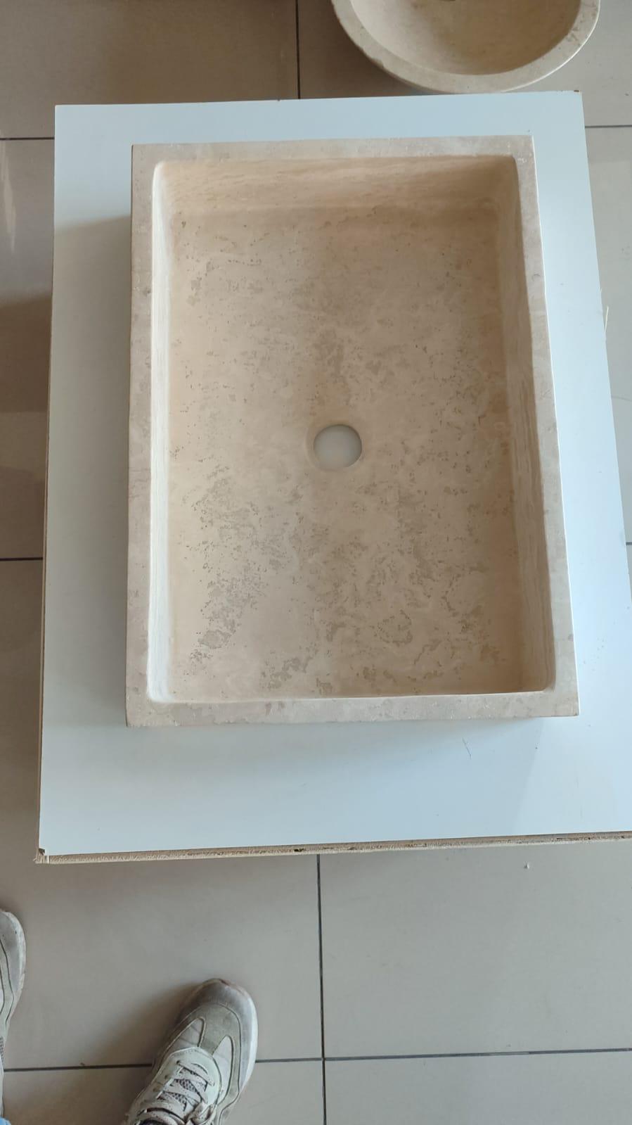 Rectangular Travertine Stone Wash Basin, Marble Countertop Sink, Modern ...