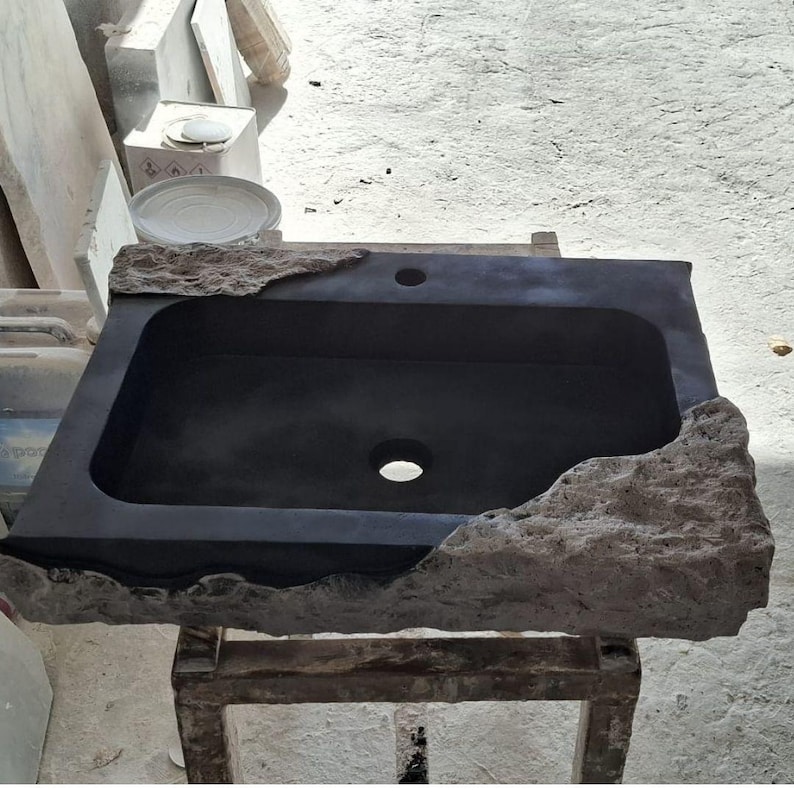 Basalt Stone Sink – Wall Mounted & Countertop Basin | Handmade Natural ...