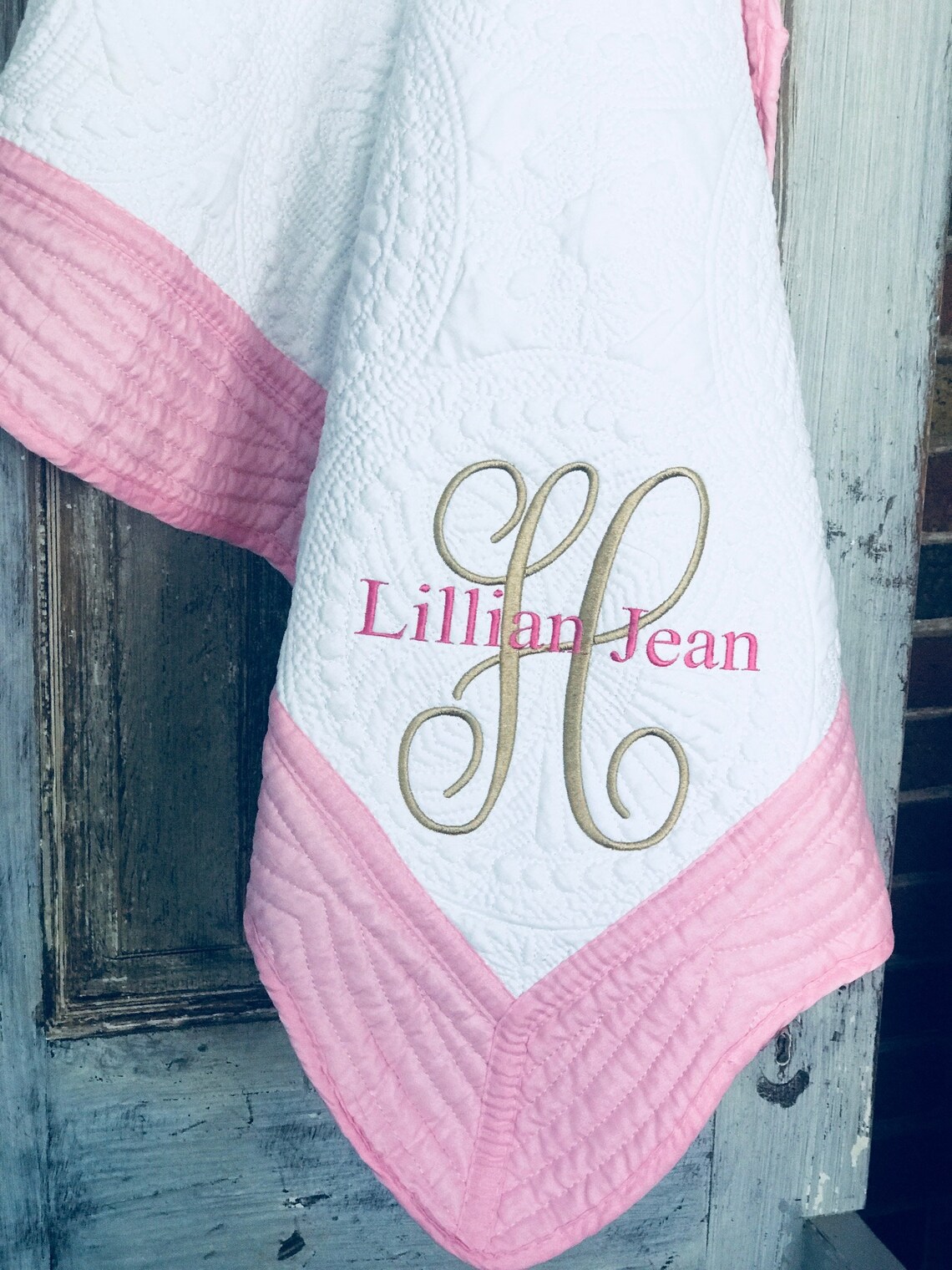 Heirloom Newborn Quilt Monogram Quilt Embroidered Baby | Etsy