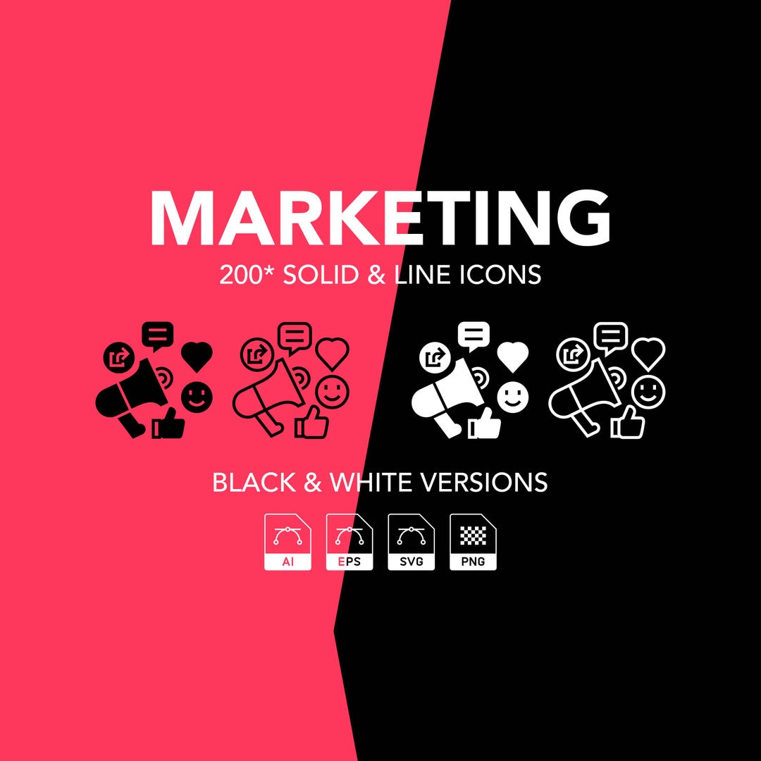 Marketing Icon Set / E-commerce Outline and Solid Editable Icons / AI ...