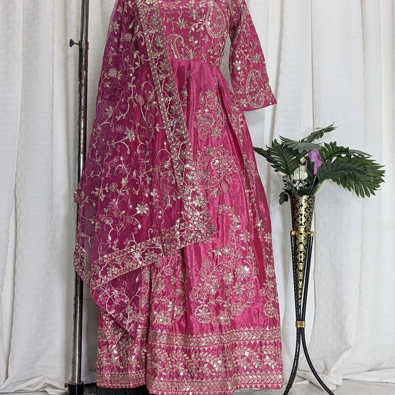 Gold Anarkali Embroidered - Etsy