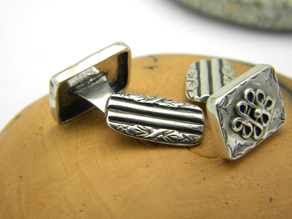 Sterling silver cufflinks antique vintage style 925 silver art | Etsy