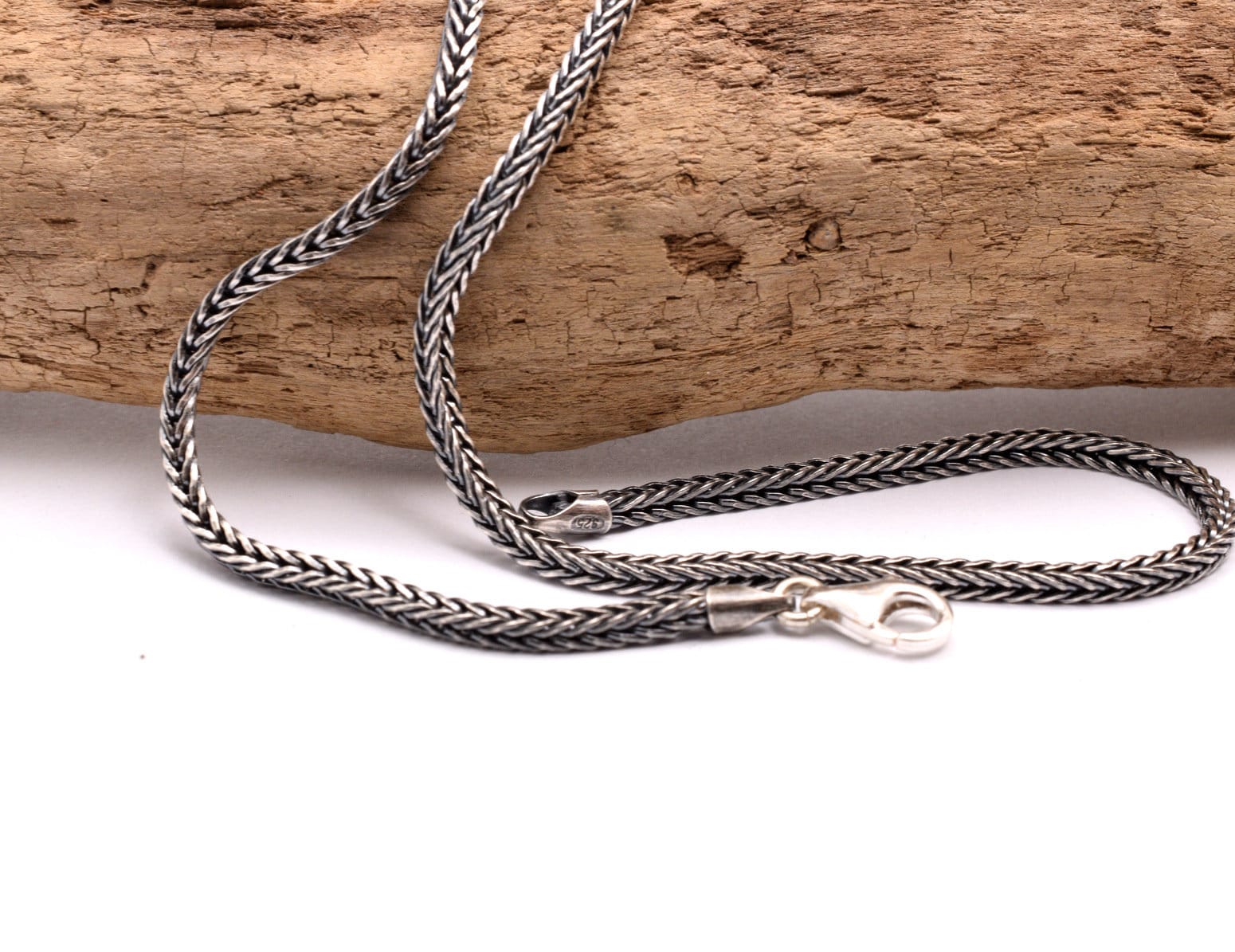 Oxidized Chain Sterling Silver Wheat Chain 2.10 Mm Bali Woven - Etsy