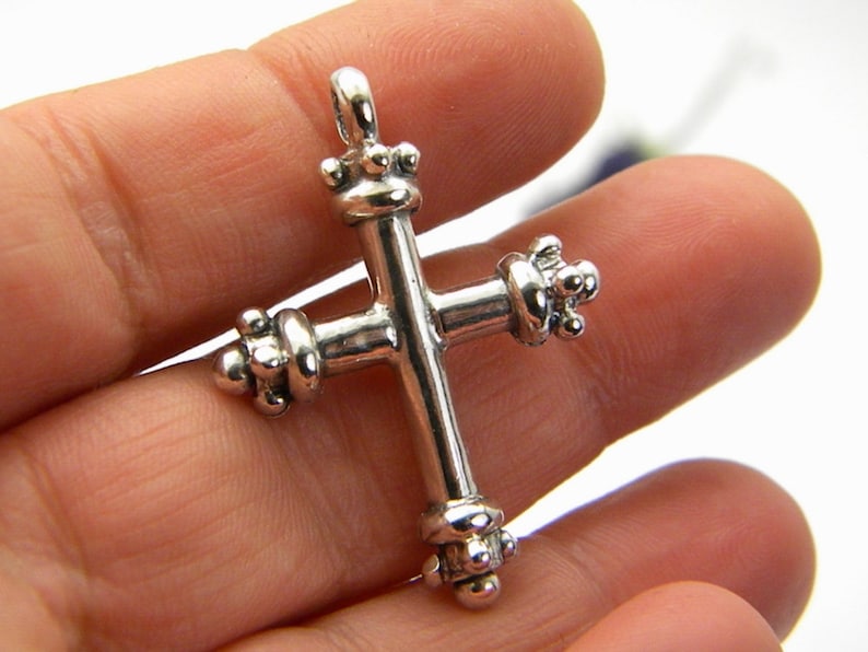 Sterling Silver cross tubular cross pendant Christianity | Etsy