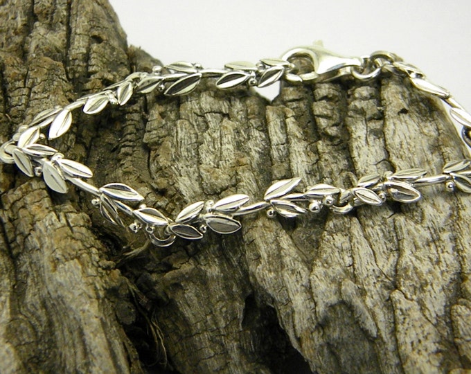 Sterling Silver Bracelet Olive Branch Olive Leaves Bangle - Etsy