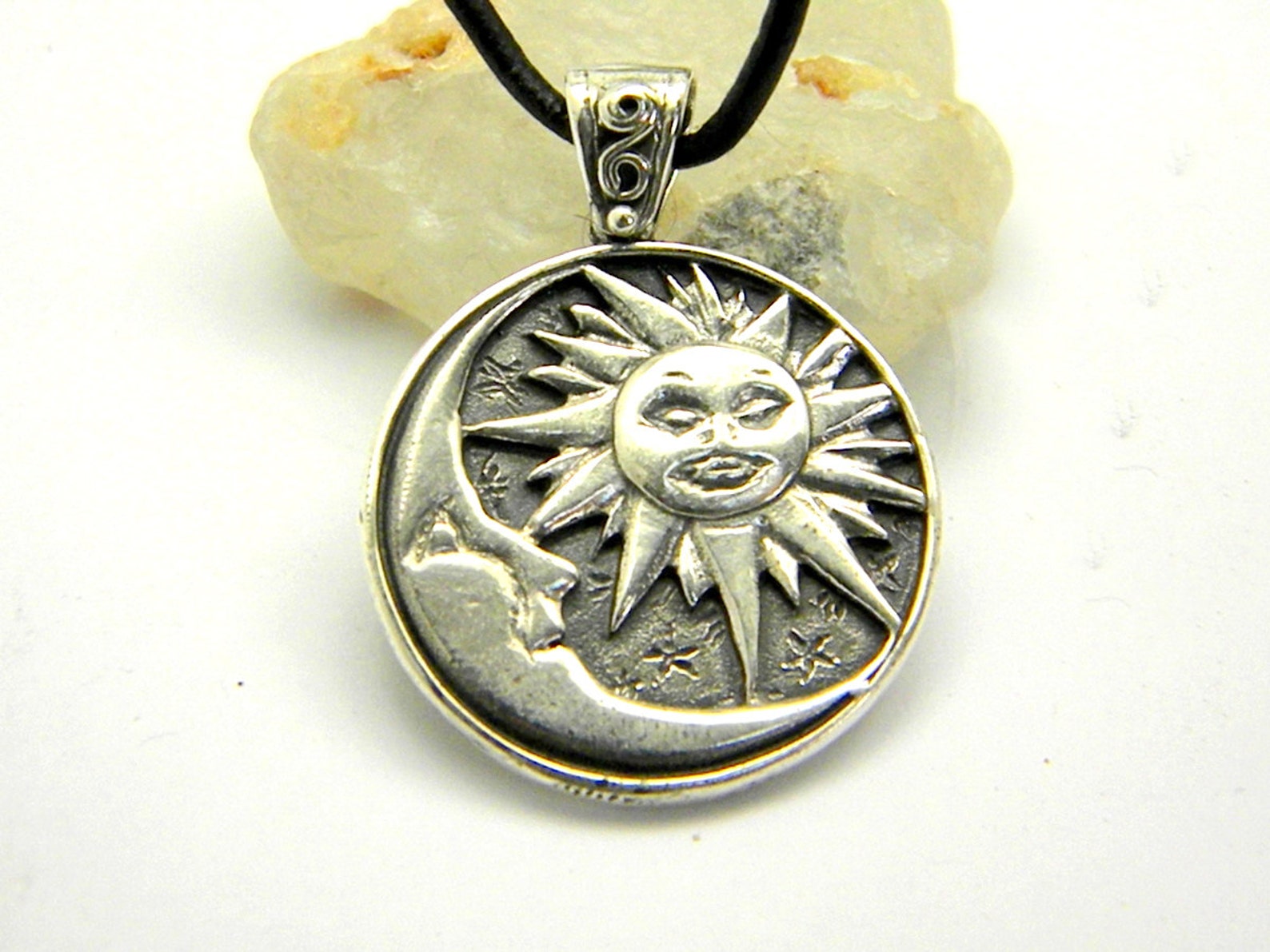 Sun and Moon Silver Pendant Moon and Sun Sterling Silver | Etsy