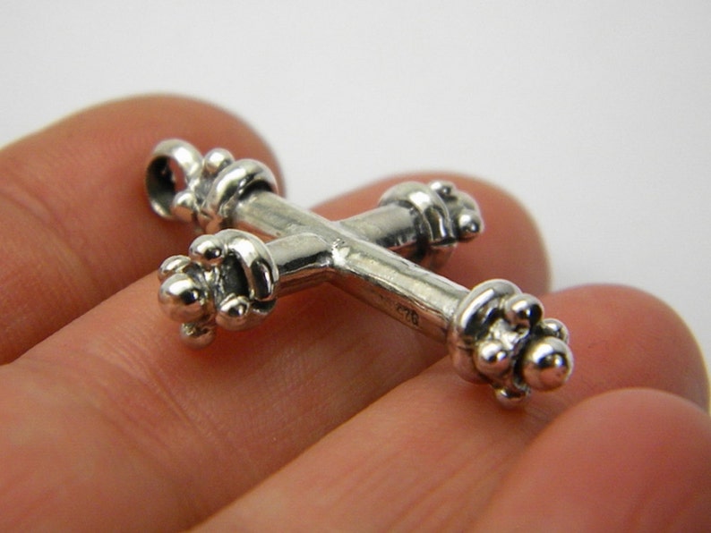 Sterling Silver cross tubular cross pendant Christianity | Etsy