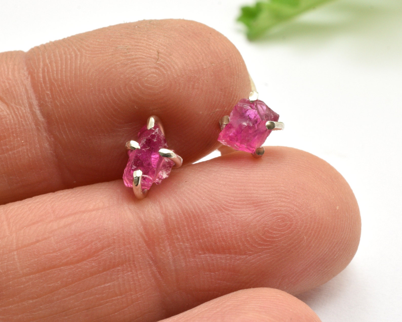 Raw Ruby Stud Earrings Sterling Silver Small Ruby Earrings - Etsy