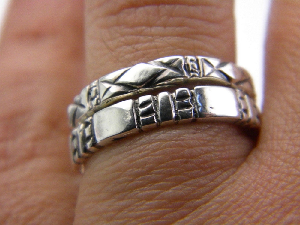 Silver Stacking Rings Sterling Silver set of Two Stack - Etsy