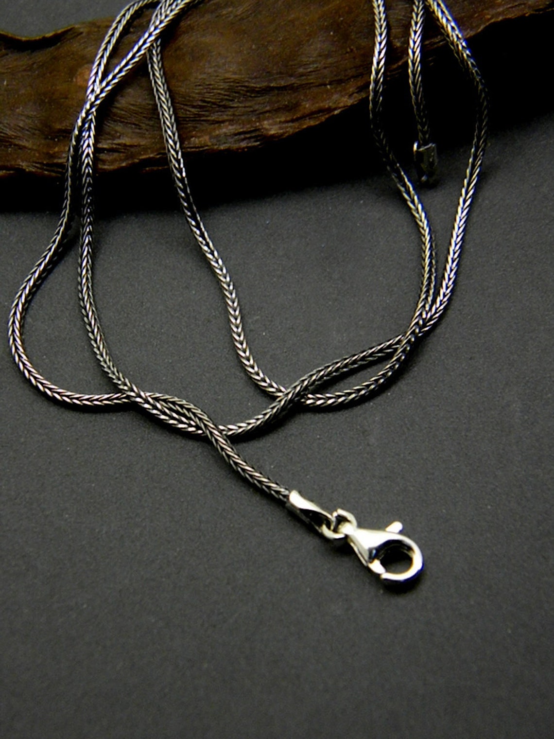 Chain Sterling Silver Oxidized Foxtail Chain Bali Woven - Etsy