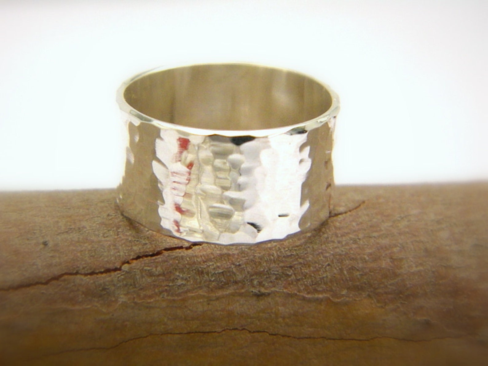Sterling Silver Hammered Ring Wide Band Silver Ring Size 7, Simple Band ...