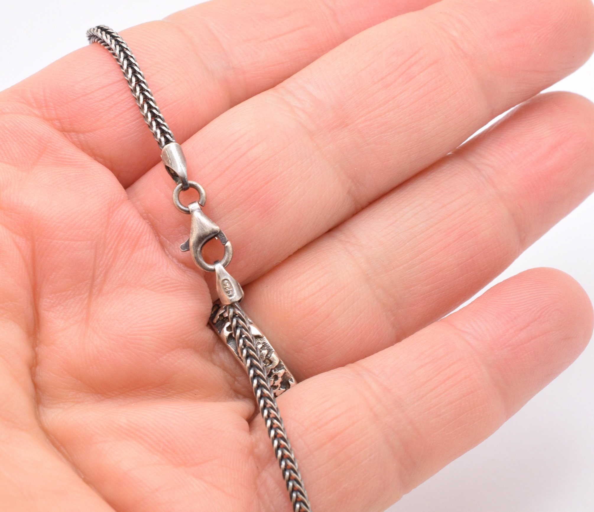 Sterling Silver Chain Oxidized Wheat Chain, Bali Woven Chain, Braided ...