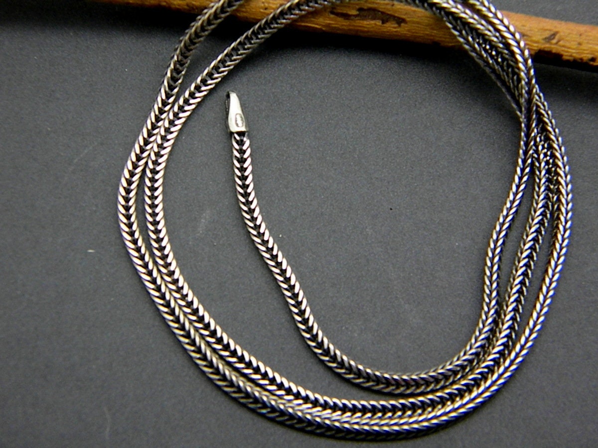 Sterling Silver Chain Oxidized Wheat Chain Bali Woven Chain | Etsy