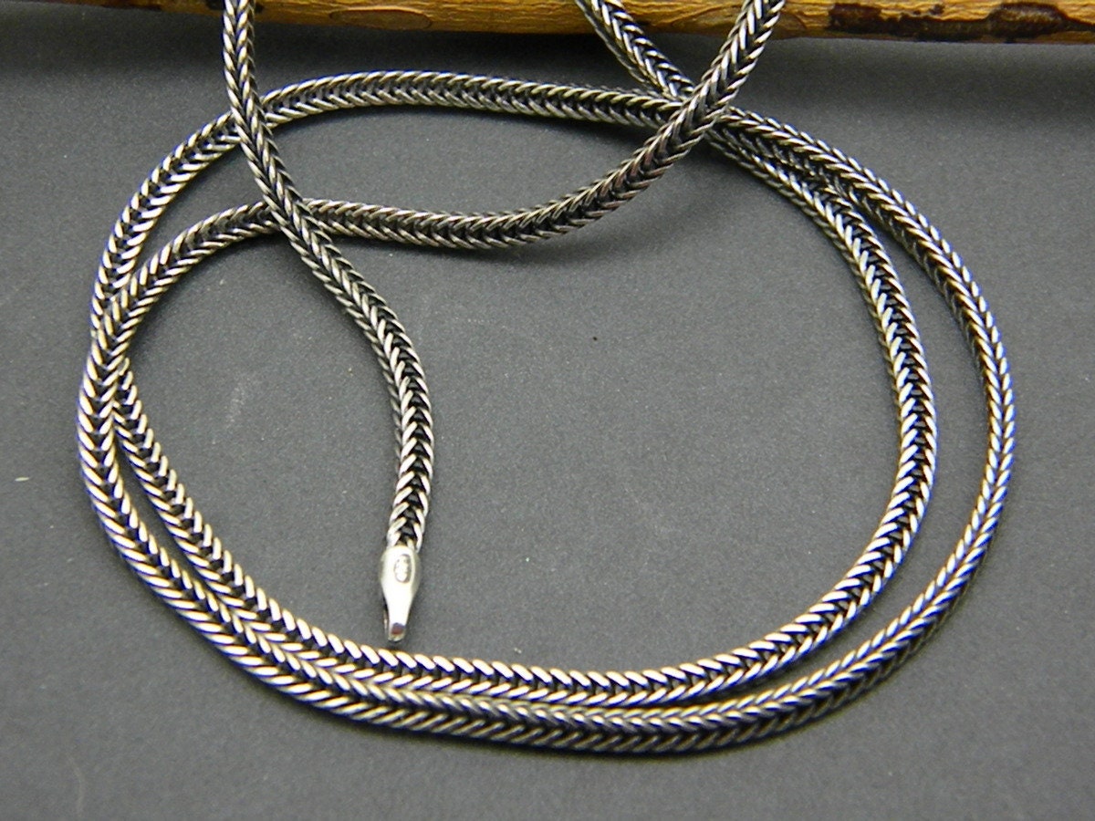 Sterling Silver Chain Oxidized Wheat Chain, Bali Woven Chain, Braided ...
