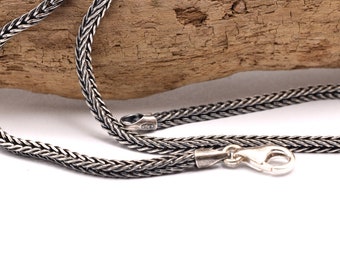 Sterling Silver Chain Oxidized Wheat Chain Bali Woven Chain | Etsy