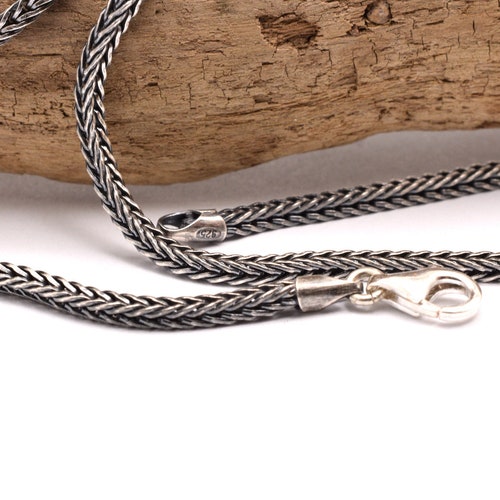 Sterling Silver Chain Oxidized Wheat Chain Bali Woven Chain | Etsy