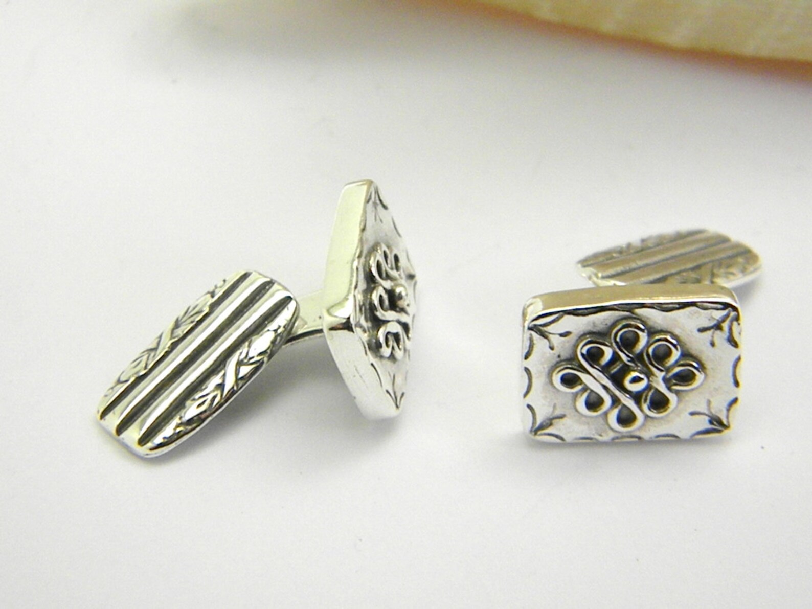 Sterling Silver Cufflinks Antique Vintage Style 925 Silver Art Nouveau ...