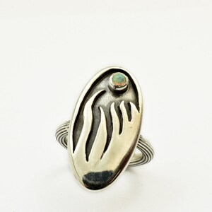 Oval Sterling Silver Opal Ring, Long Flames Ring October Birthstone ...
