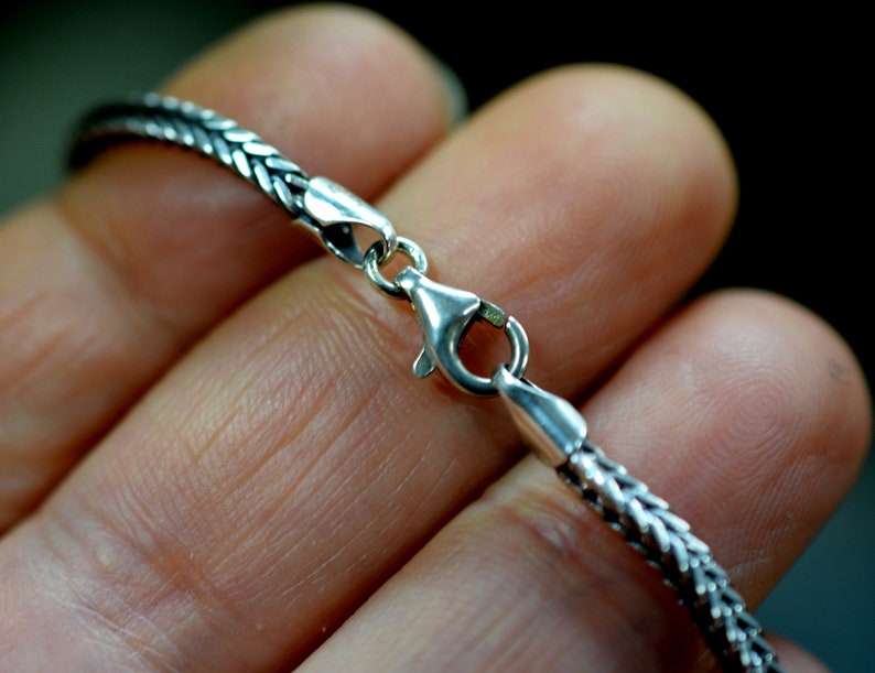 Oxidized Chain Sterling Silver Wheat Chain 2.5 Mm Bali Woven - Etsy