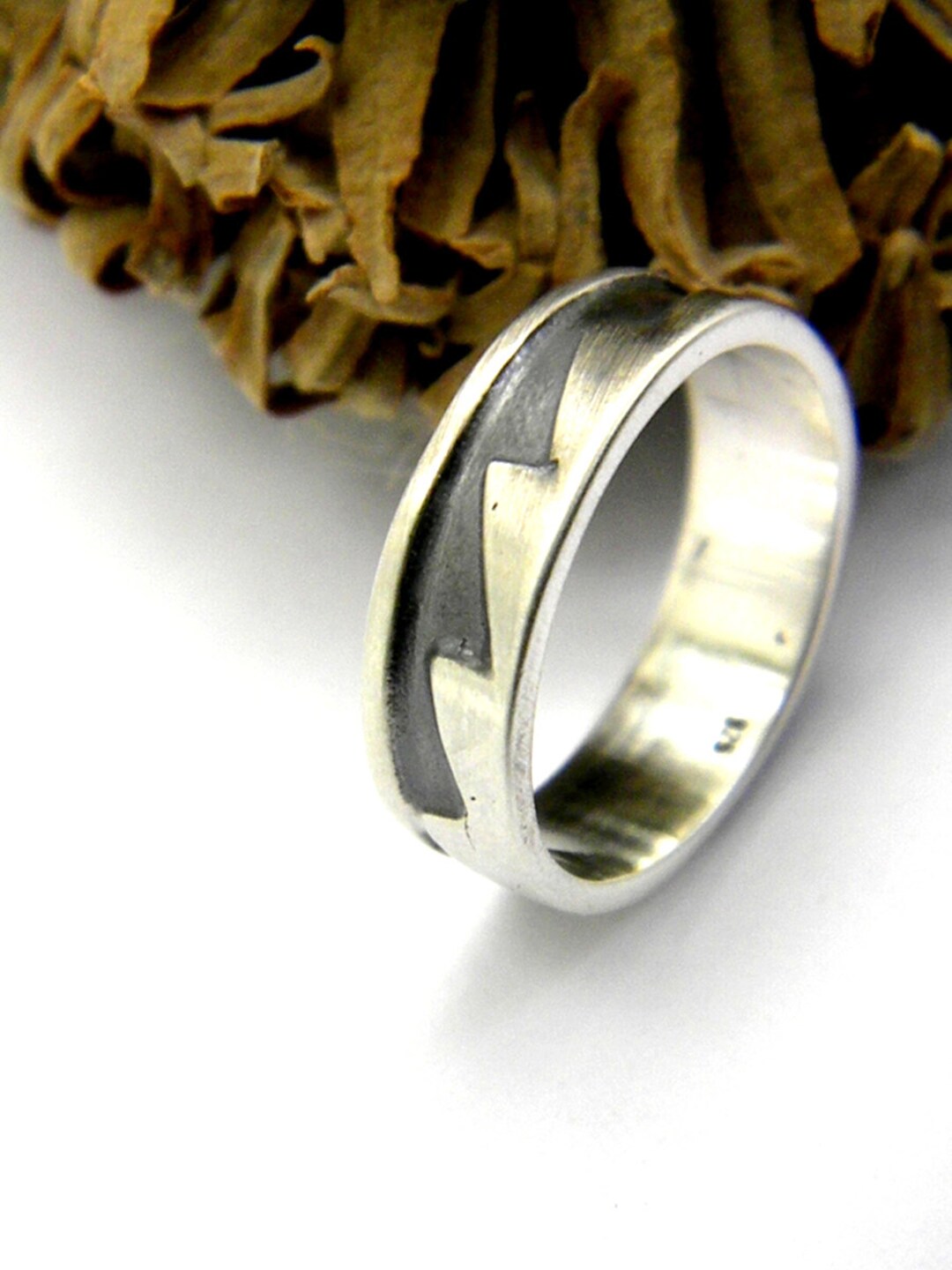 Men's Silver Ring Geometric Sterling Silver Ring Unisex - Etsy