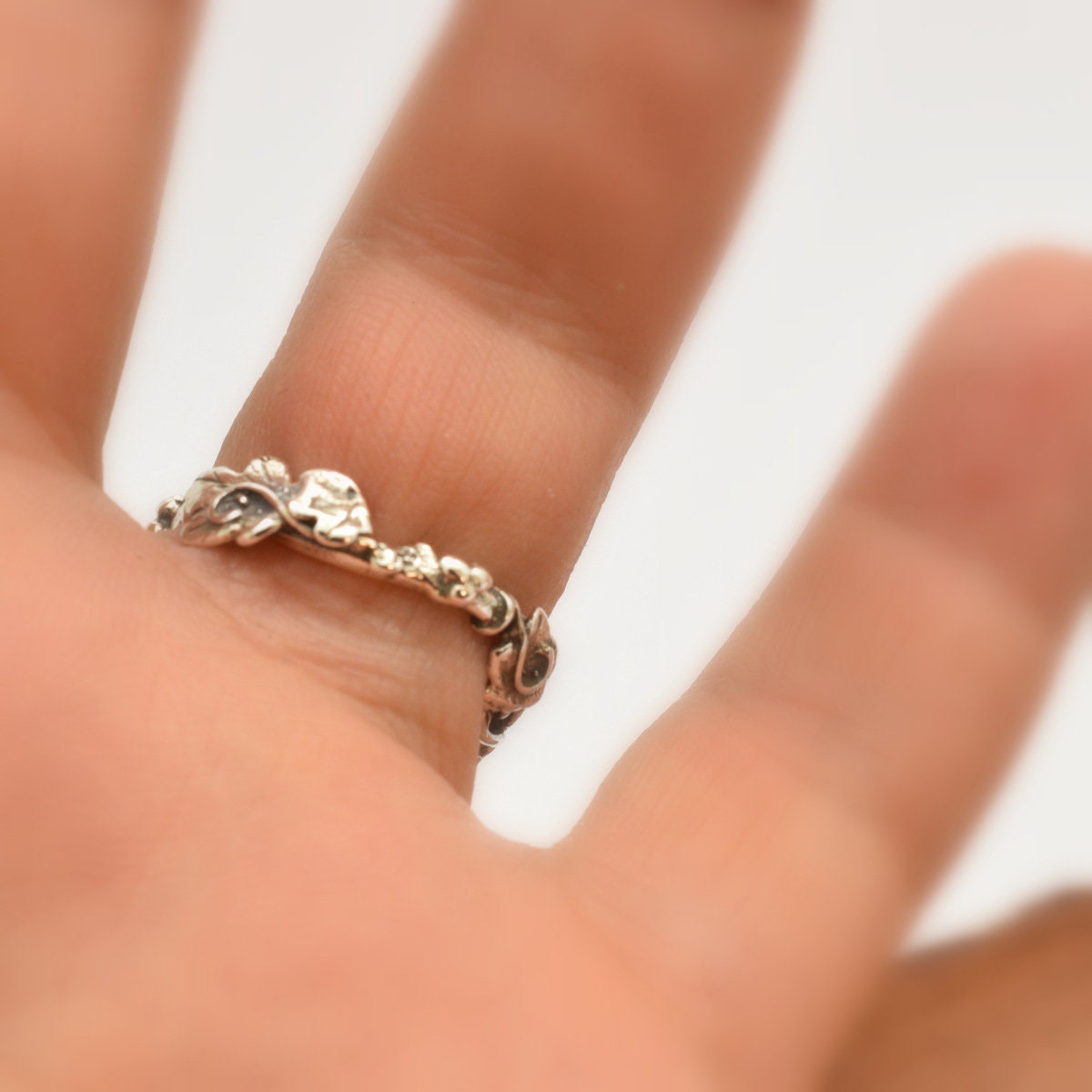 Silver Vine Stack Ring Vines Branch Wavy Stacking Ring in | Etsy