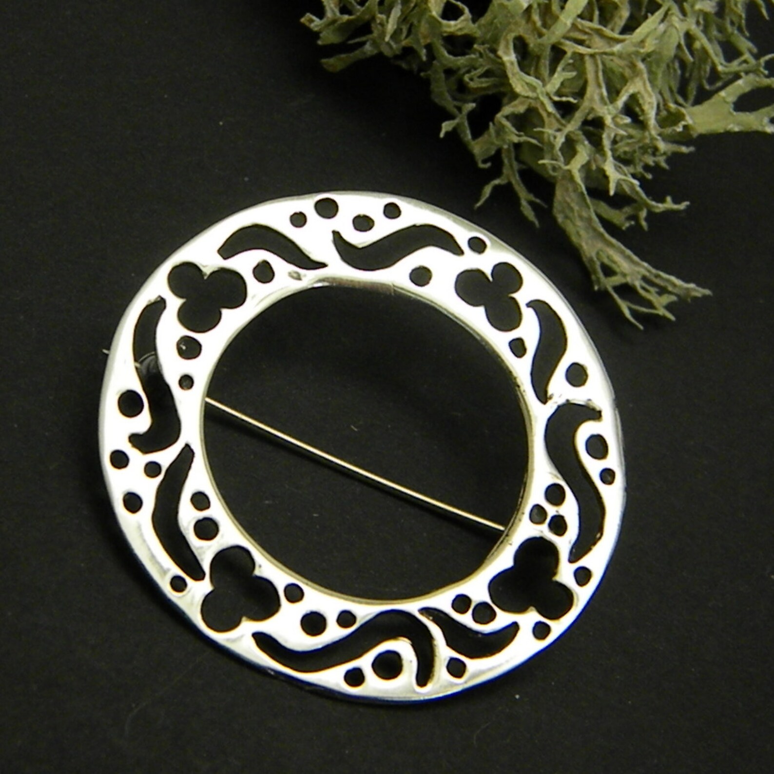 Large Silver Brooch Sterling Silver Pin Modernist Circle Cut - Etsy