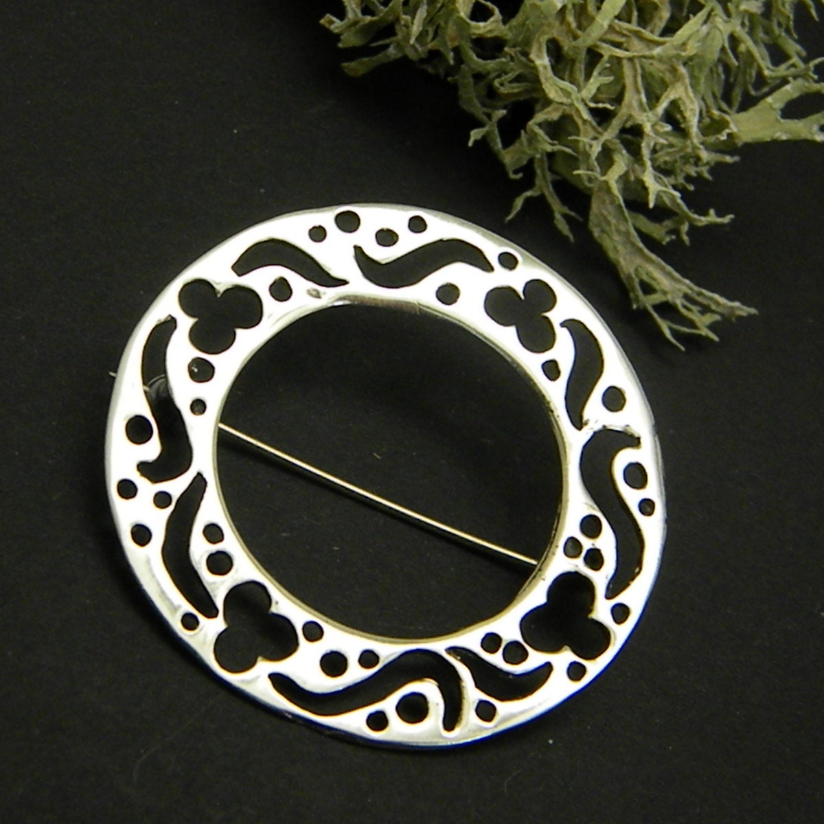 Large Silver Brooch Sterling Silver Pin Modernist Circle Cut - Etsy
