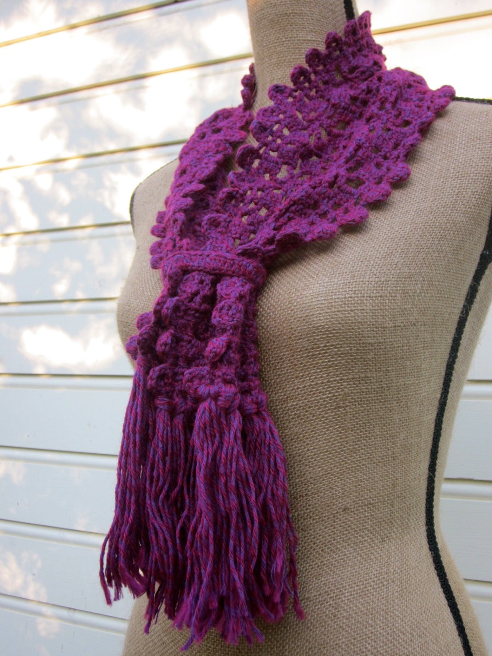 Pattern PDF for Crochet Spiderweb Scarf, Edging as You Go, Fringed ...