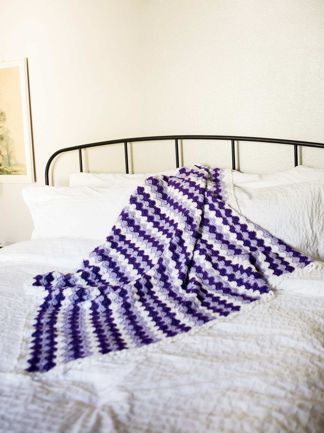 Crochet Pattern PDF for Daisy Chain Afghan, Crochet Interlocking Shell ...