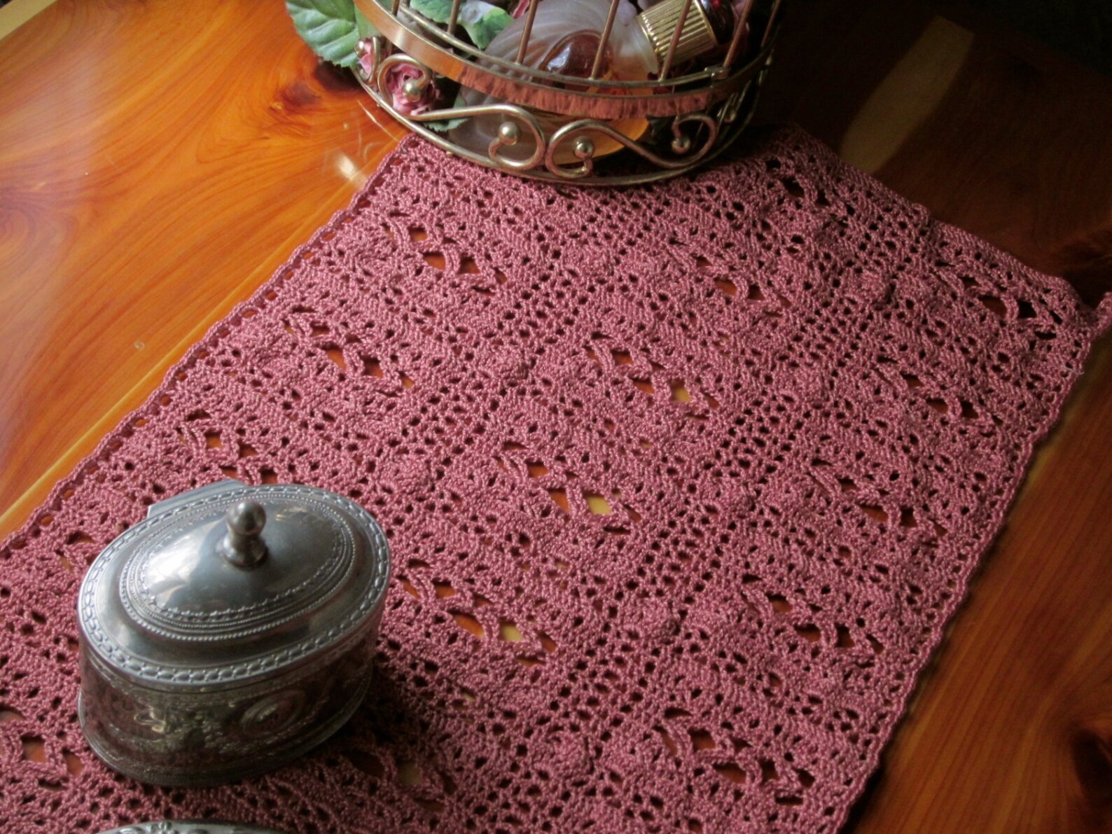 Pattern PDF for Crochet Diamond Dresser Scarf, Table Runner, Thread ...
