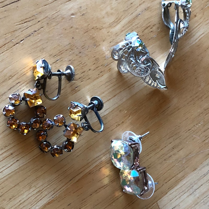 Rhinestone Earrings - Etsy