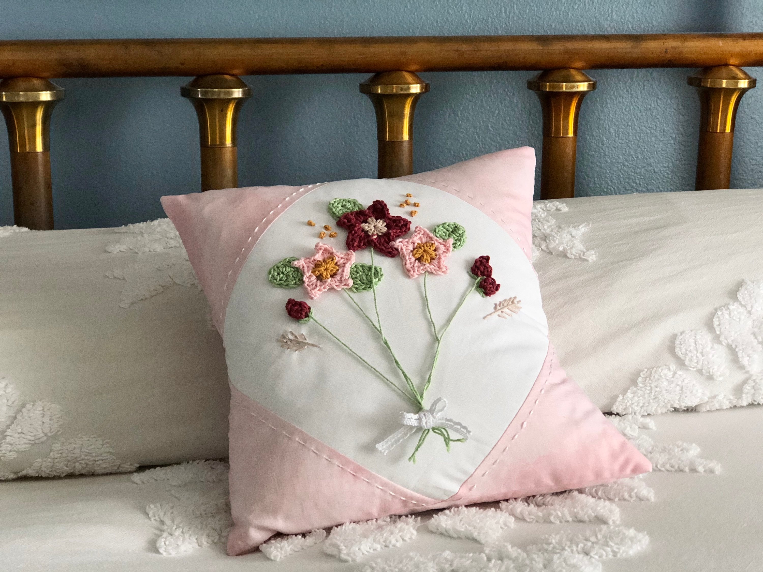 Crochet Pattern PDF for Wildflower Bouquet Pillow, Crochet Appliques ...