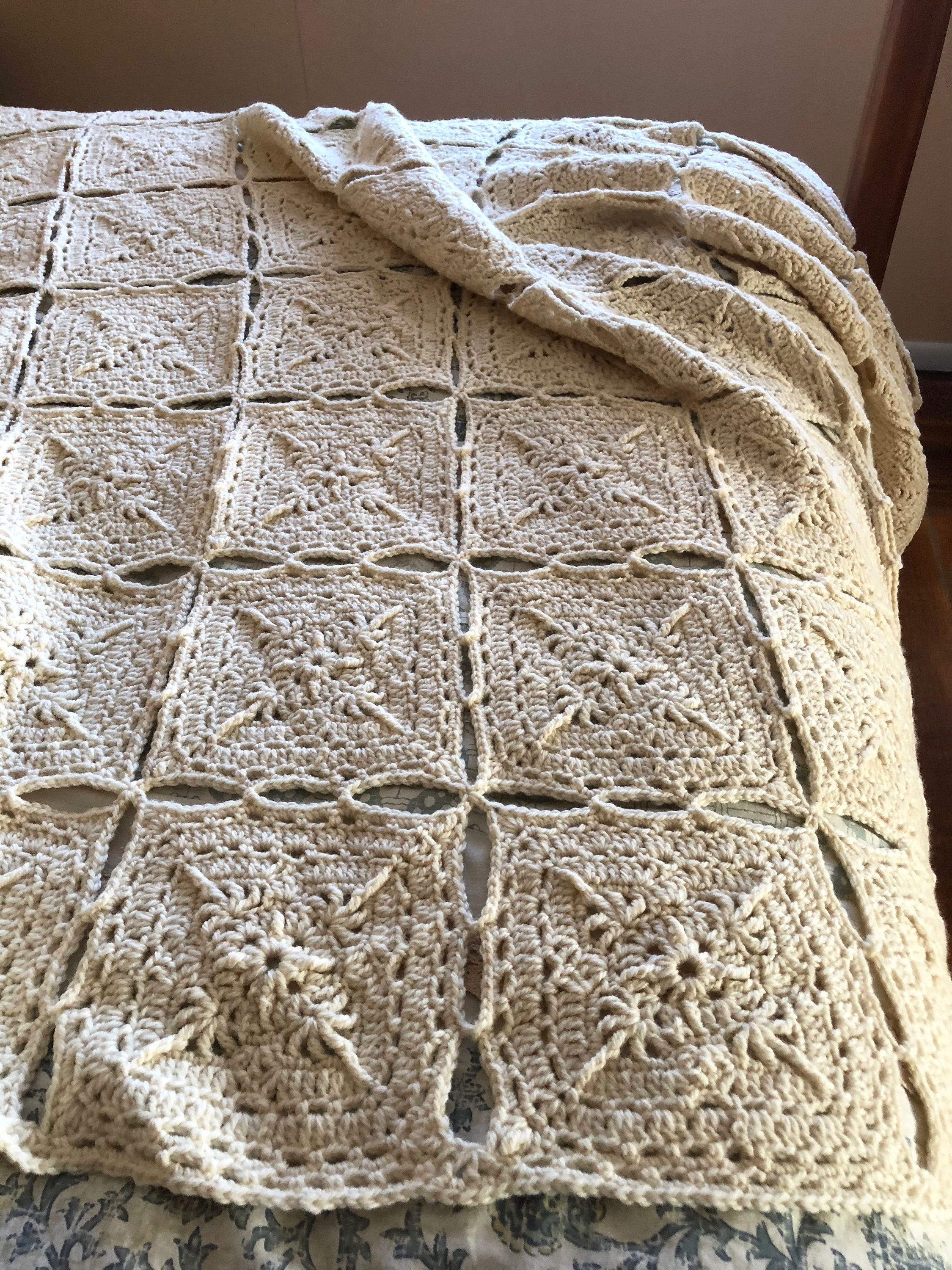 Crochet Pattern PDF for Diamond Motif Throw Afghan, Tasseled Large ...