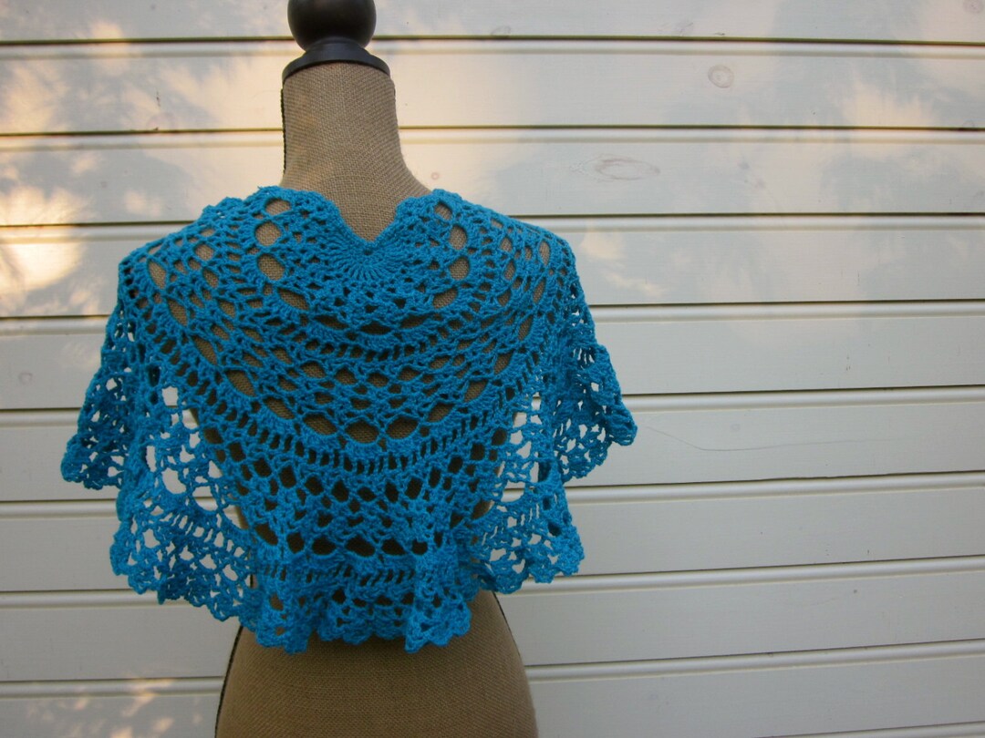 Pattern PDF for Turquoise Lace Shawlette, Shawl, Shoulder Cover With ...