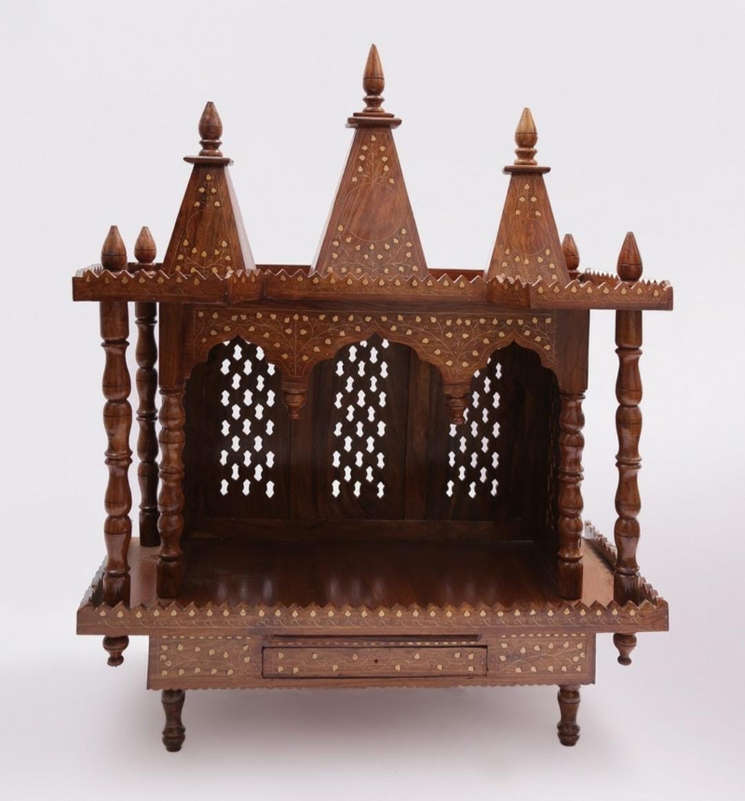 Sheesham Wood Mandir | Traditional Indian Rosewood Pooja Mandir With ...