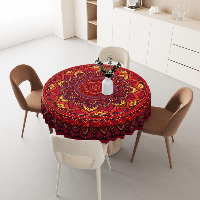 Round Mandala Tablecloth: Bohemian Cotton Dining Cover, Ethnic Decor - Etsy