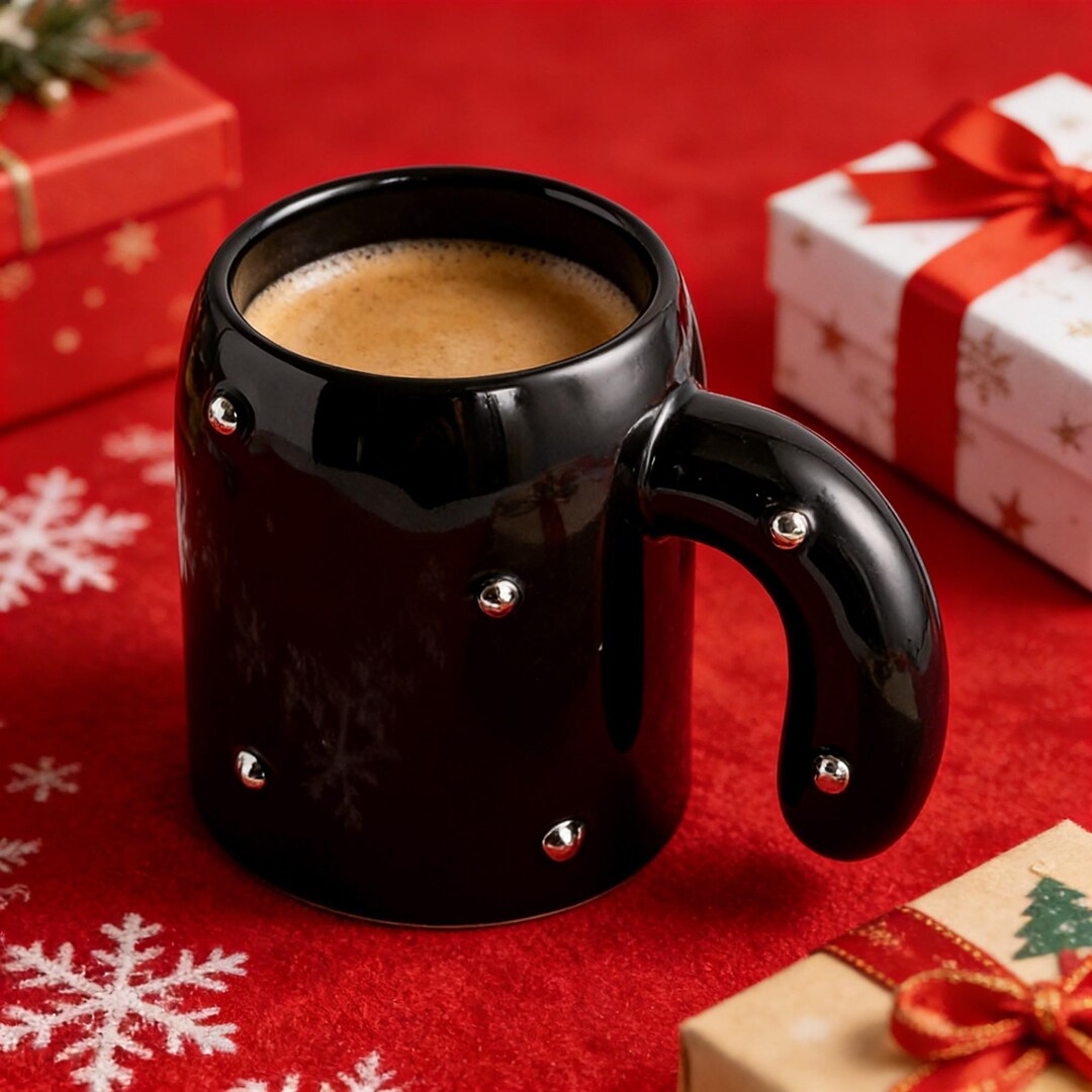 Cyberpunk Black Cactus Mug With Silver Studs, Modern Aesthetic Coffee ...