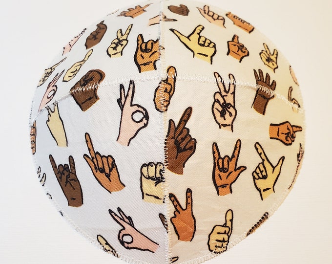Sign Language Saucer Style Kippah Yarmulke Novelty ASL Hands - Etsy