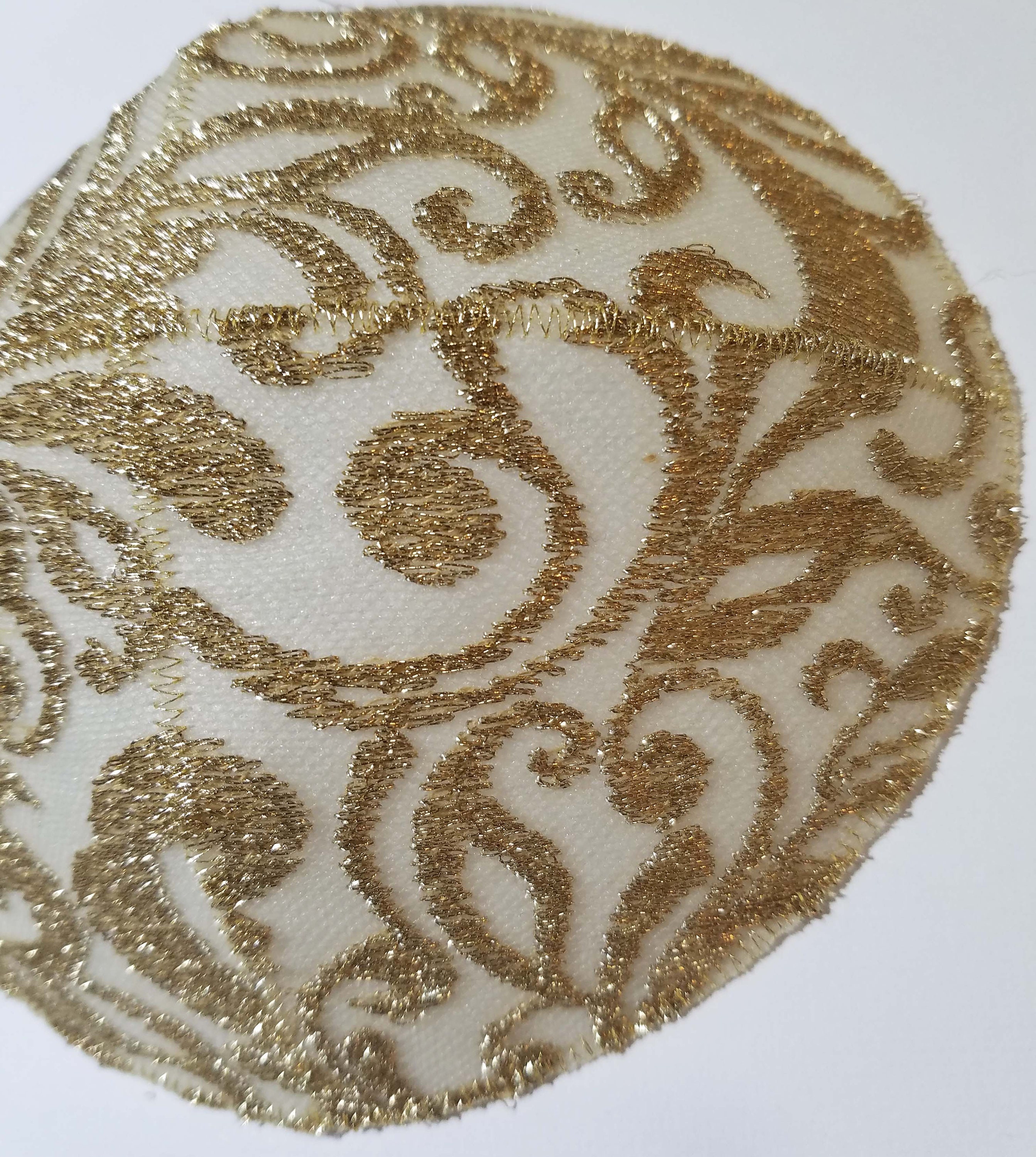 Gold Embroidered Vines Ladies Kippah Head Covering Yarmulke | Etsy