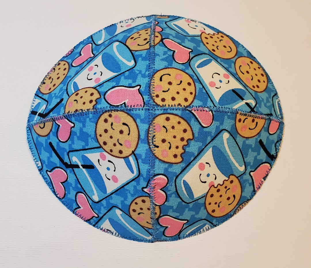 Milk and Cookies Kippah Yarmulke Dessert Food Hearts Chocolate Chip - Etsy