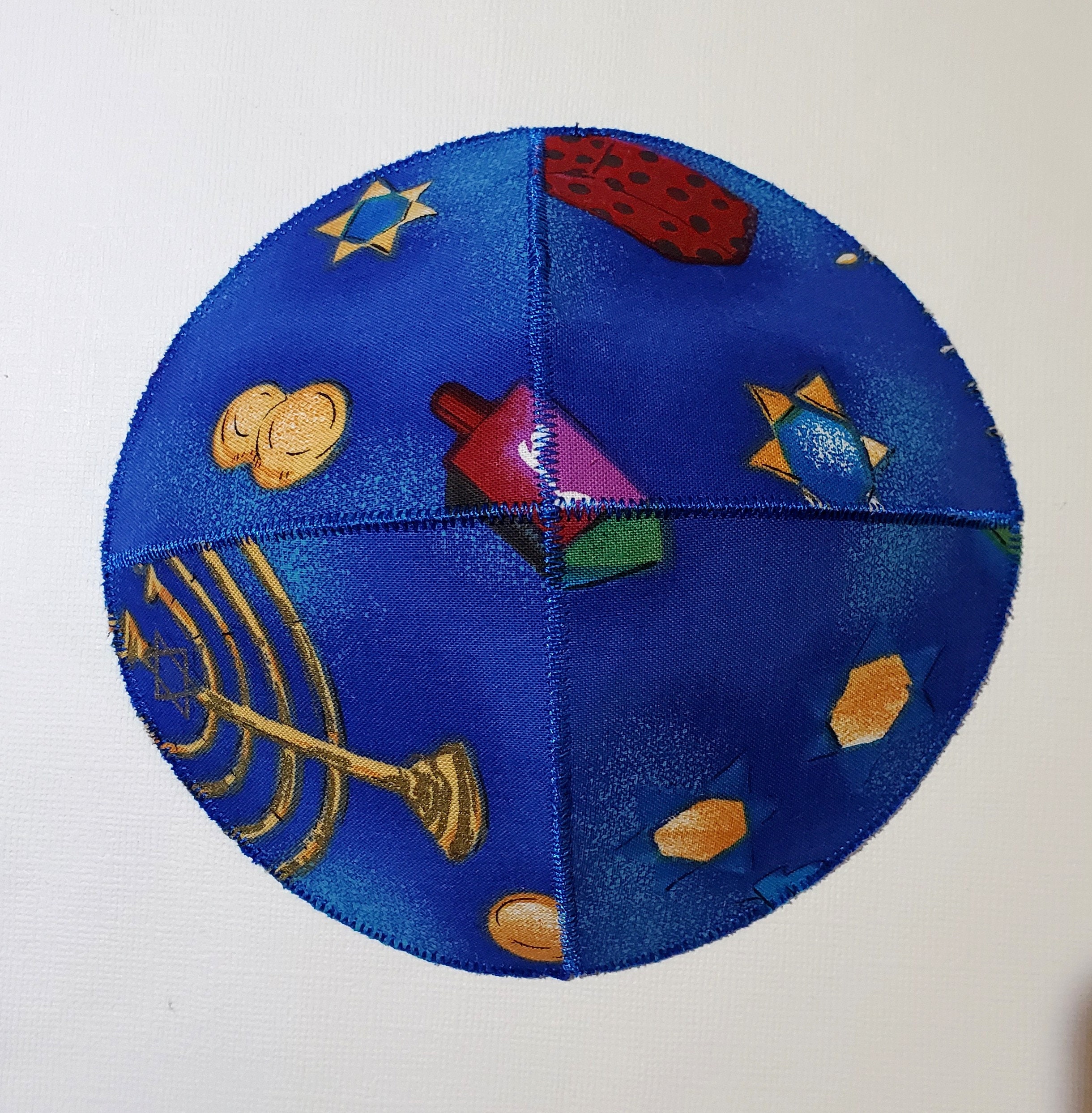 Hanukkah Kippah Yarmulke Saucer Style Chanukah Driedel, Presents, Gelt ...