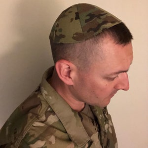 Military Uniform Camouflage Kippah Yarmulke 6 Panel Style Stays on Without Clips OCP, Multicam ...