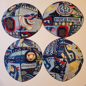 Hanukkah Kippah Yarmulke Saucer Style Chanukah Driedel, Presents, Gelt ...