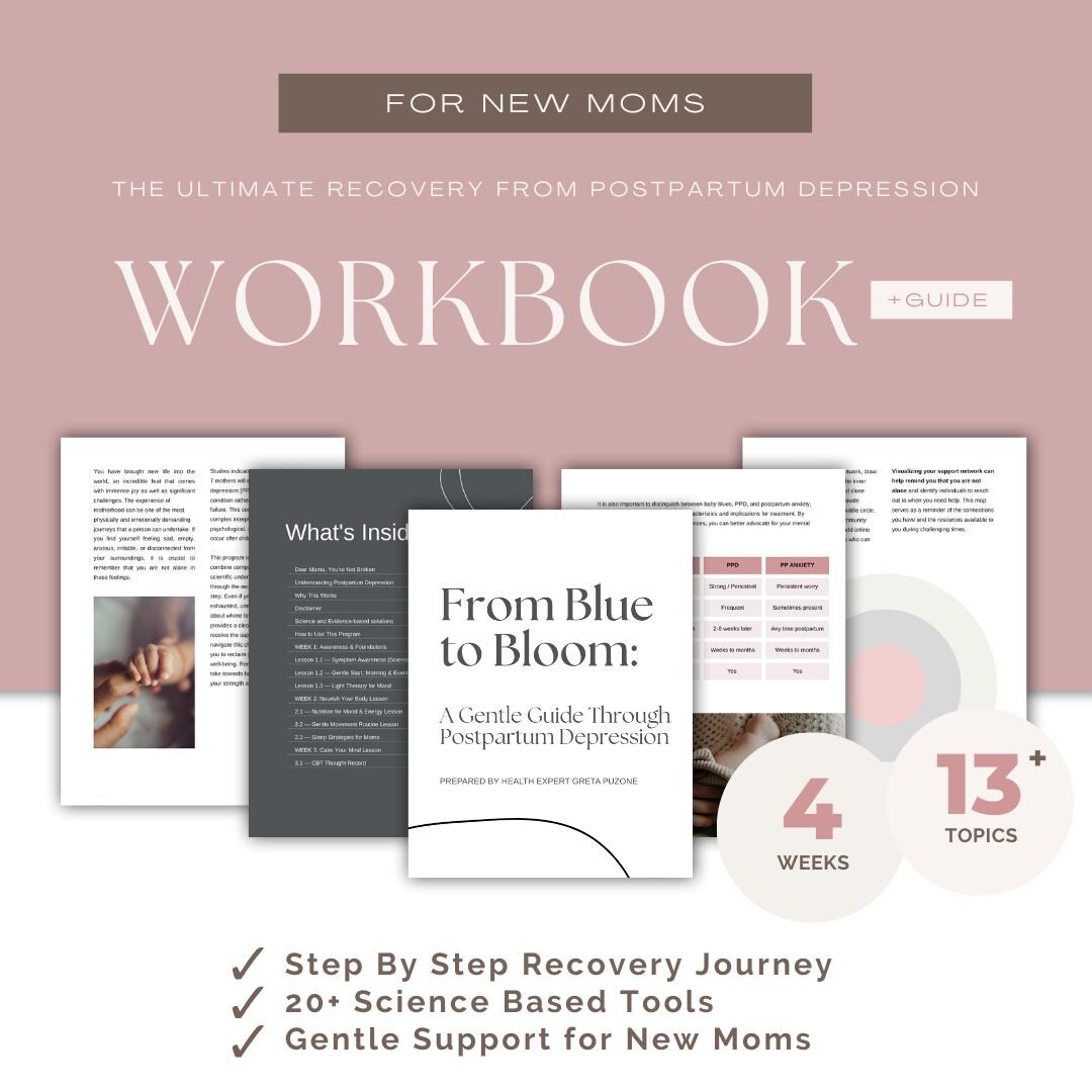 From Blue to Bloom | Postpartum Depression Workbook | Mental Health ...
