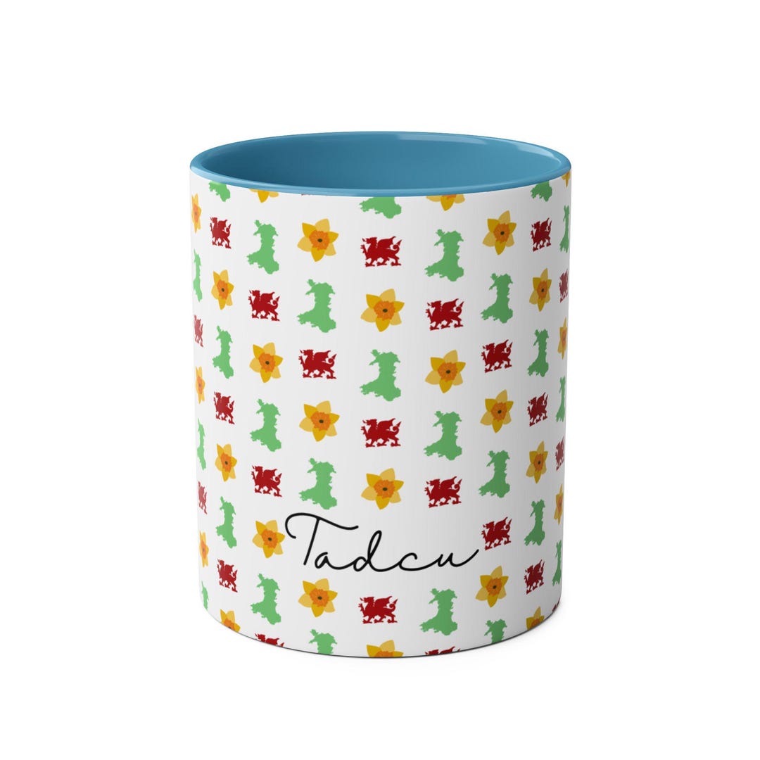 Cwpan Cymraeg 'tadcu' | Two-tone Welsh Design 'tadcu' Mug (11oz) - Etsy