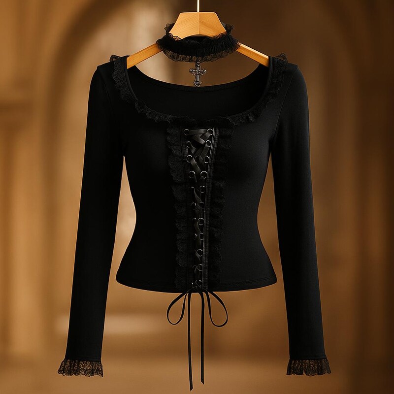 Lace up Front Top - Etsy