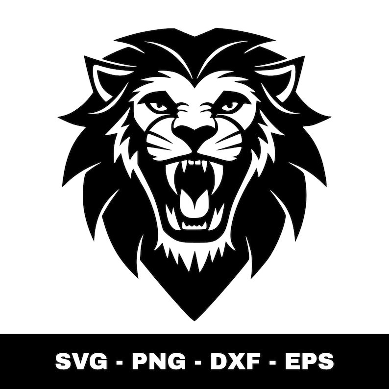 Roaring Lion Head SVG, Lion Vector Svg, Lion Face Svg, Lion Silhouette ...