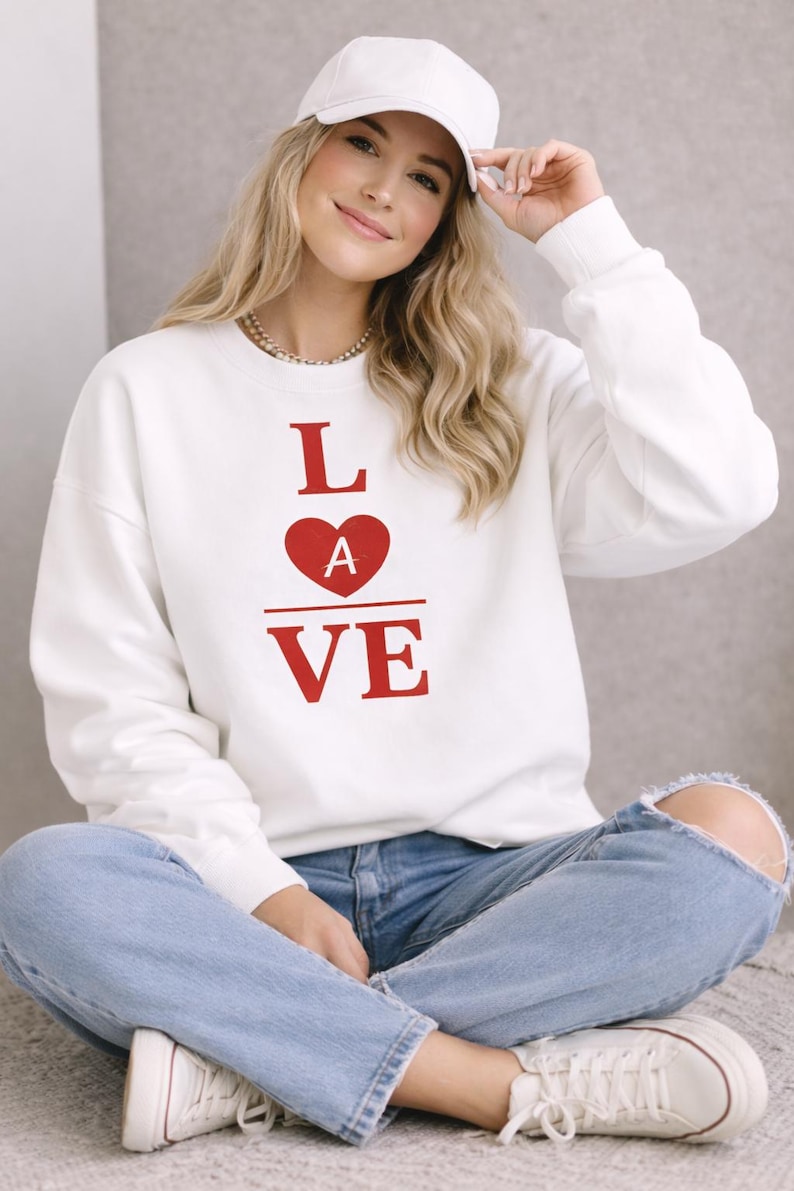 Personalized Initial Heart Sweatshirt, Couple Matching Crewneck ...